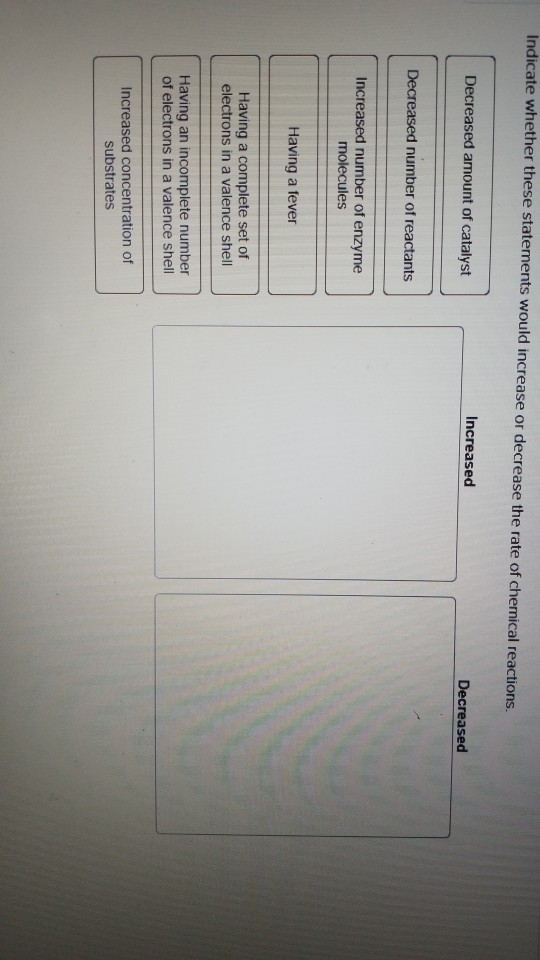 Solved Indicate whether these statements would increase or | Chegg.com