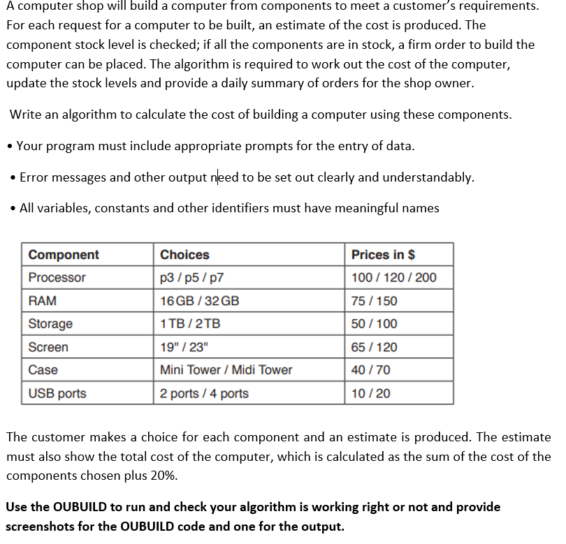 Please solve it throught the OUBUILD script If I put | Chegg.com
