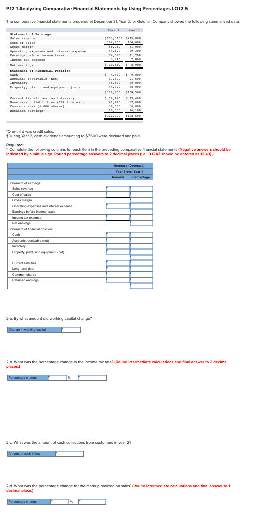 Solved P12-1 Analyzing Comparative Financial Statements by | Chegg.com
