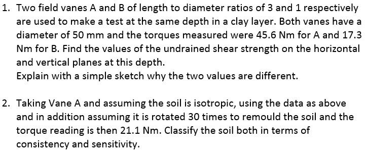 1. Two field vanes A and B of length to diameter | Chegg.com