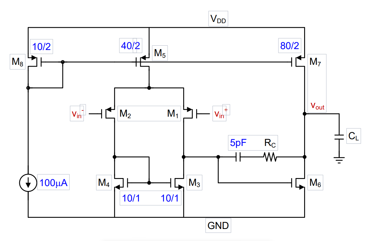 Solved Answer the 2-stage operational amplifier shown in the | Chegg.com