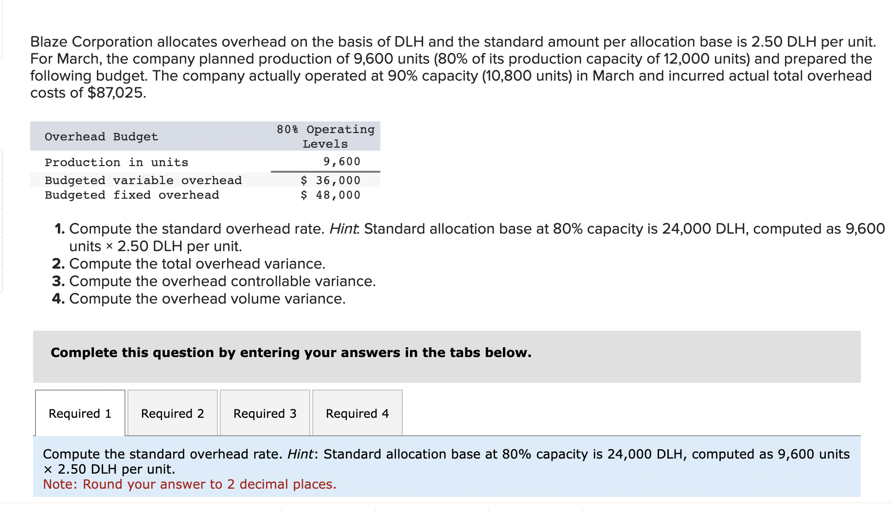 3. Compute the overhead controllable variance. 4. | Chegg.com
