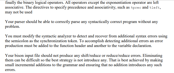 Solved I am having an issue with the parser.y. I have found | Chegg.com