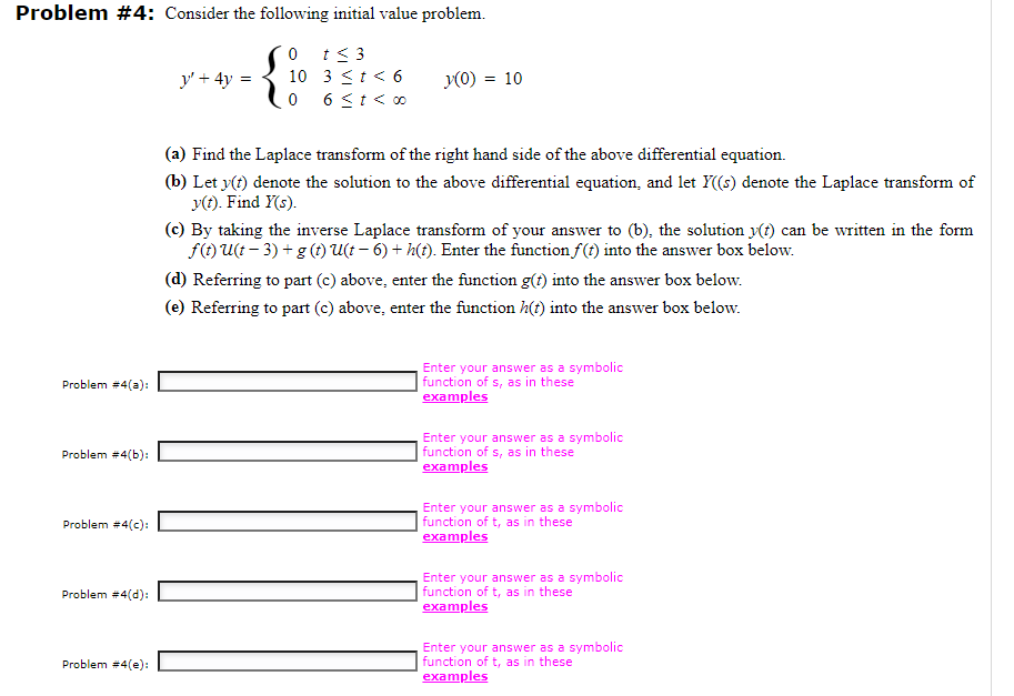 Solved Problem #4: Consider the following initial value | Chegg.com