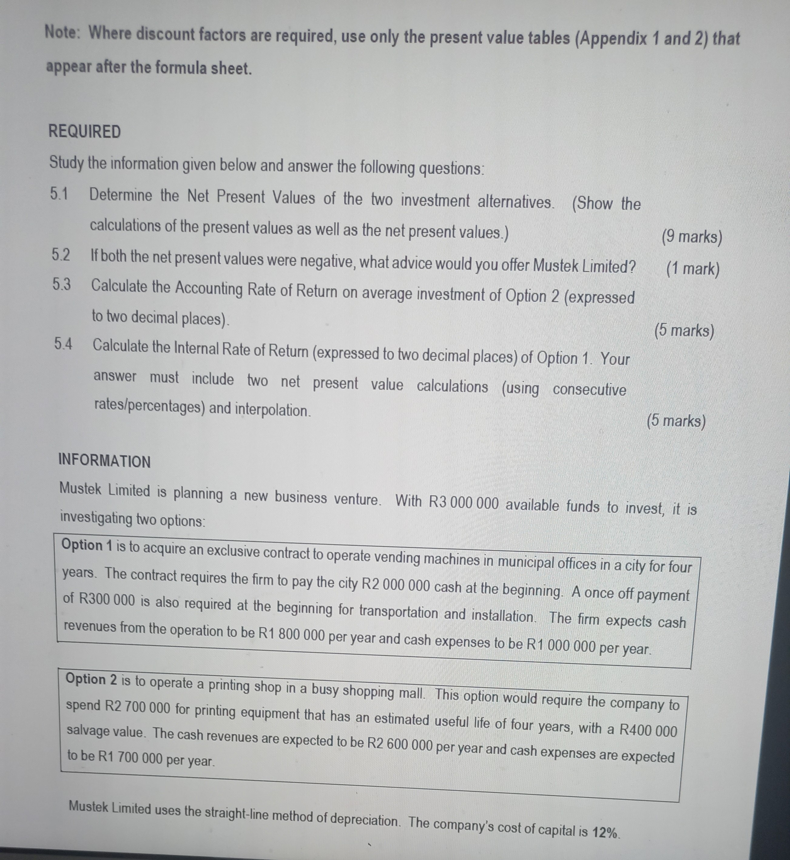 Solved Note: Where discount factors are required, use only | Chegg.com
