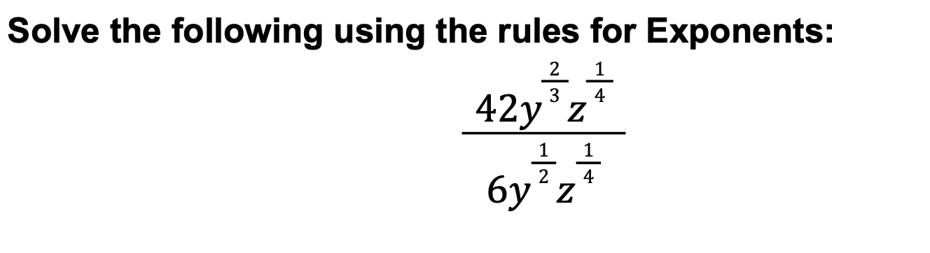 Solved Solve the following using the rules for Exponents: | Chegg.com