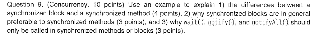 Solved Question 9. (Concurrency, 10 points) Use an example | Chegg.com