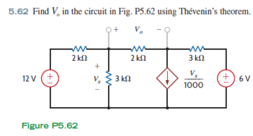 Solved 5.62 ﻿Find Vo ﻿in the circuit in Fig. P5.62 ﻿using | Chegg.com