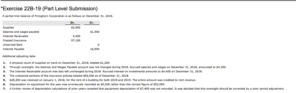 Solved *Exercise 22B-19 (Part Level Submission) A partial | Chegg.com