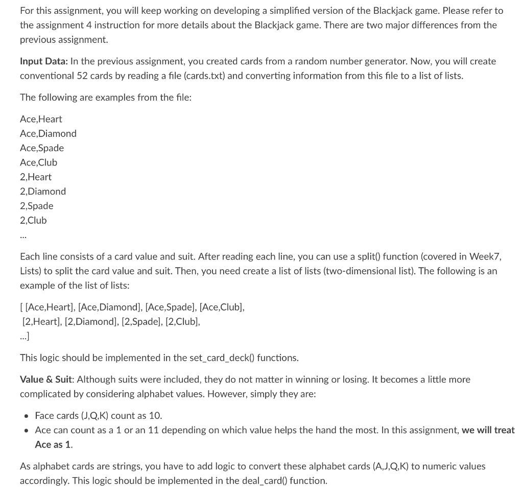 Solved This python... I have provided the cards.txt and the | Chegg.com