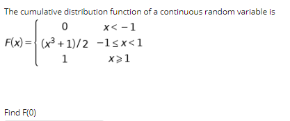 Solved The cumulative distribution function of a continuous | Chegg.com