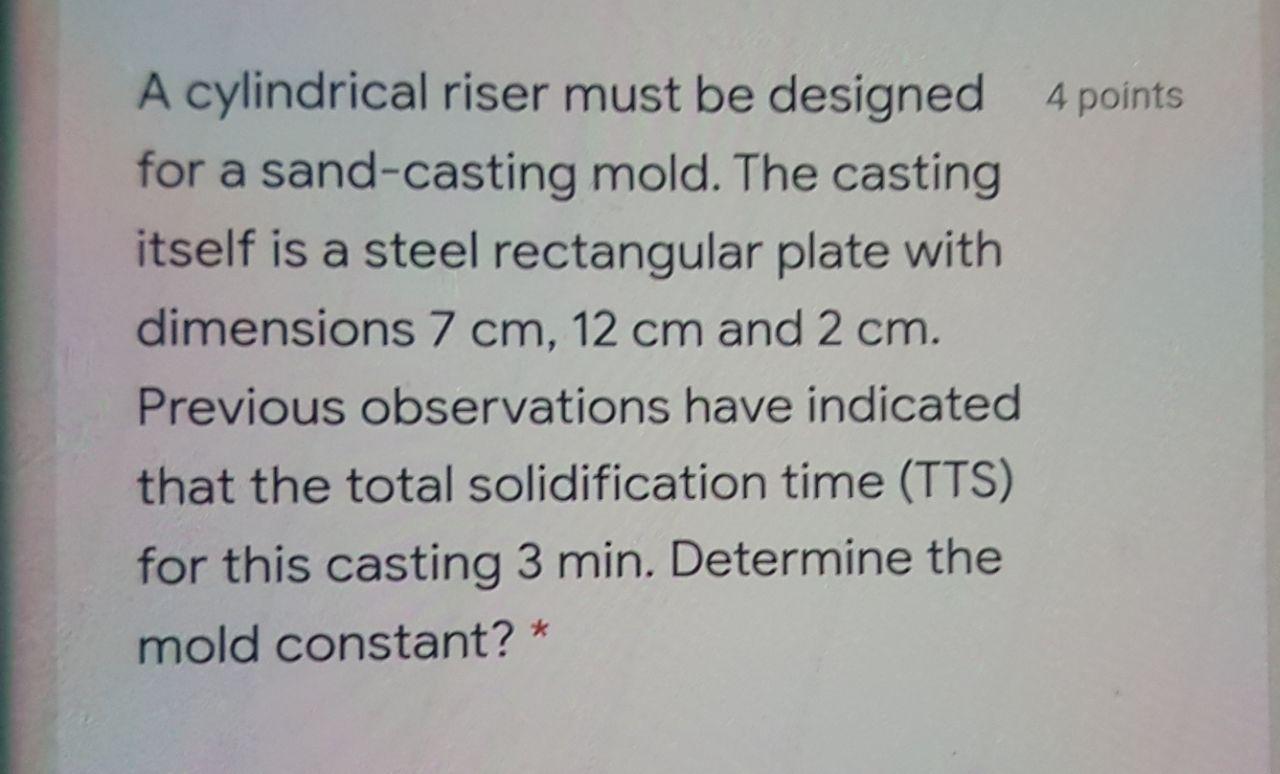 Solved A cylindrical riser must be designed 4 points for a | Chegg.com