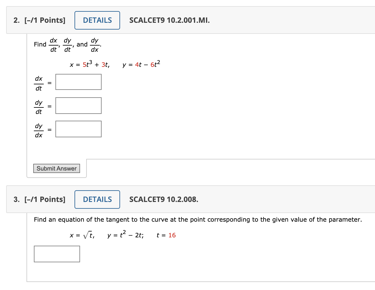 Solved 2 [ 1 Points] Details Scalcet9 10 2 001 Mi Find Dx