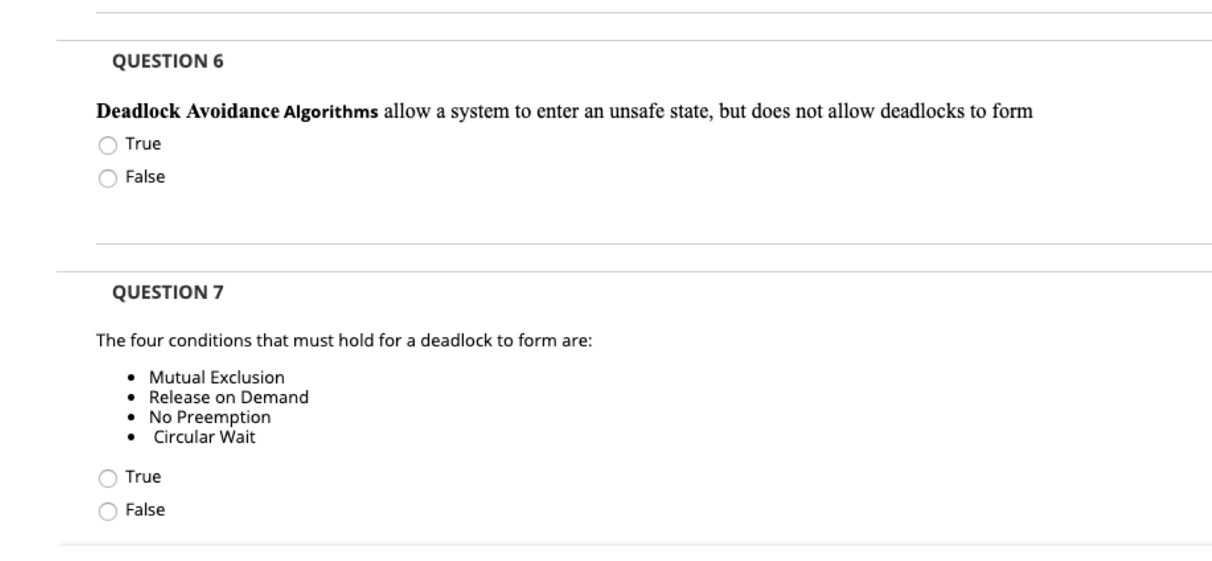 Solved Question 6 Deadlock Avoidance Algorithms Allow A