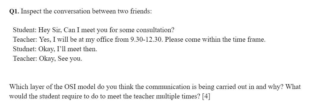 Solved Q1. Inspect the conversation between two friends: | Chegg.com