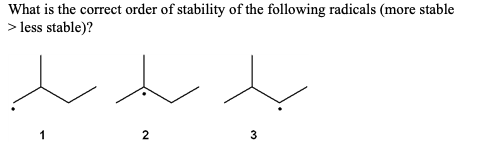 Solved What is the correct order of stability of the | Chegg.com