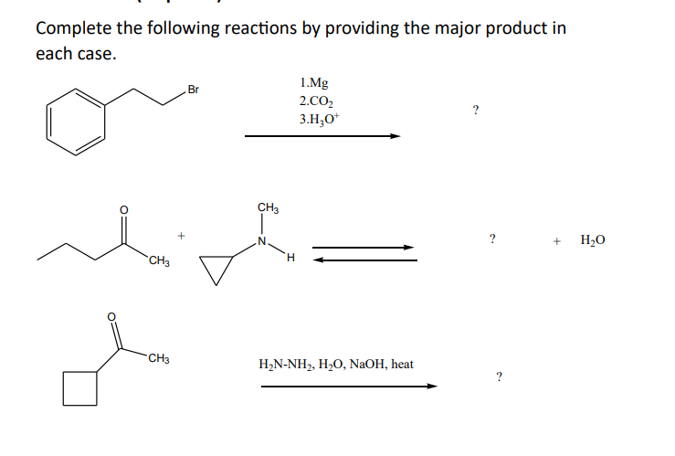 Solved Complete the following reactions by providing the | Chegg.com