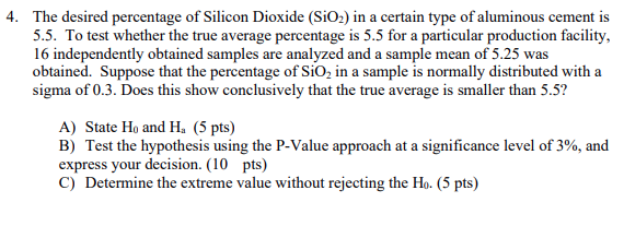 Solved 4. The desired percentage of Silicon Dioxide (SiO2) | Chegg.com