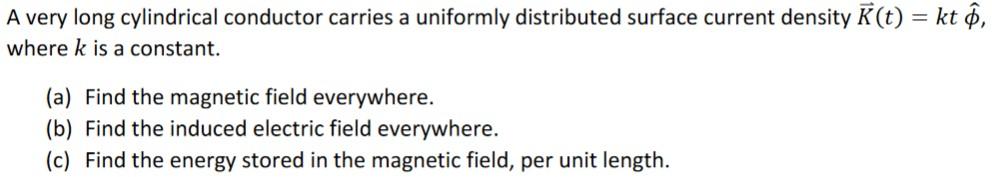 Solved A very long cylindrical conductor carries a uniformly | Chegg.com