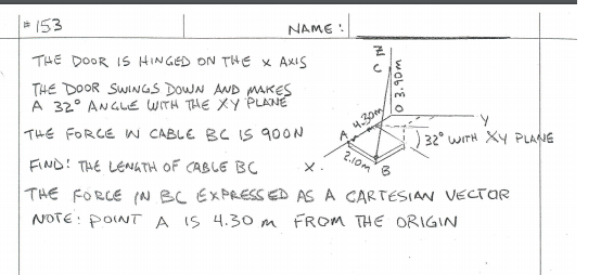 Solved 153 NAME THE DOOR IS HINGED ON THE x AXIS C THE DOOR | Chegg.com