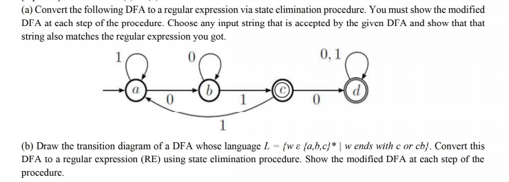 Solved (a) Convert the following DFA to a regular expression | Chegg.com
