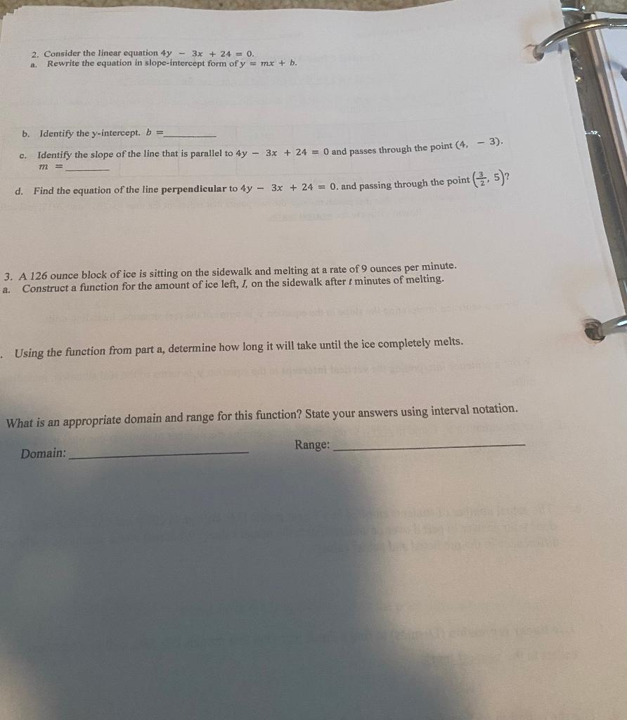 Solved 2. Consider the linear equation 4y−3x+24=0. a. | Chegg.com