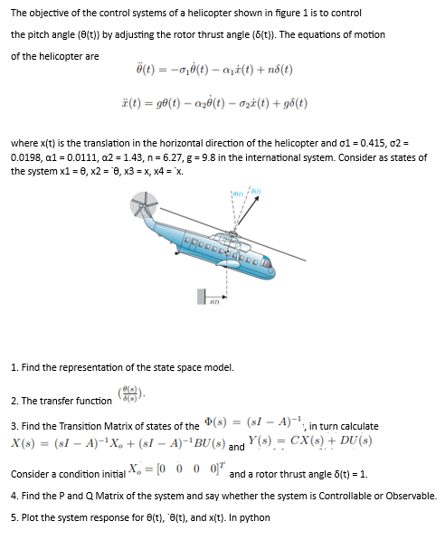 Solved The objective of the control systems of a helicopter | Chegg.com
