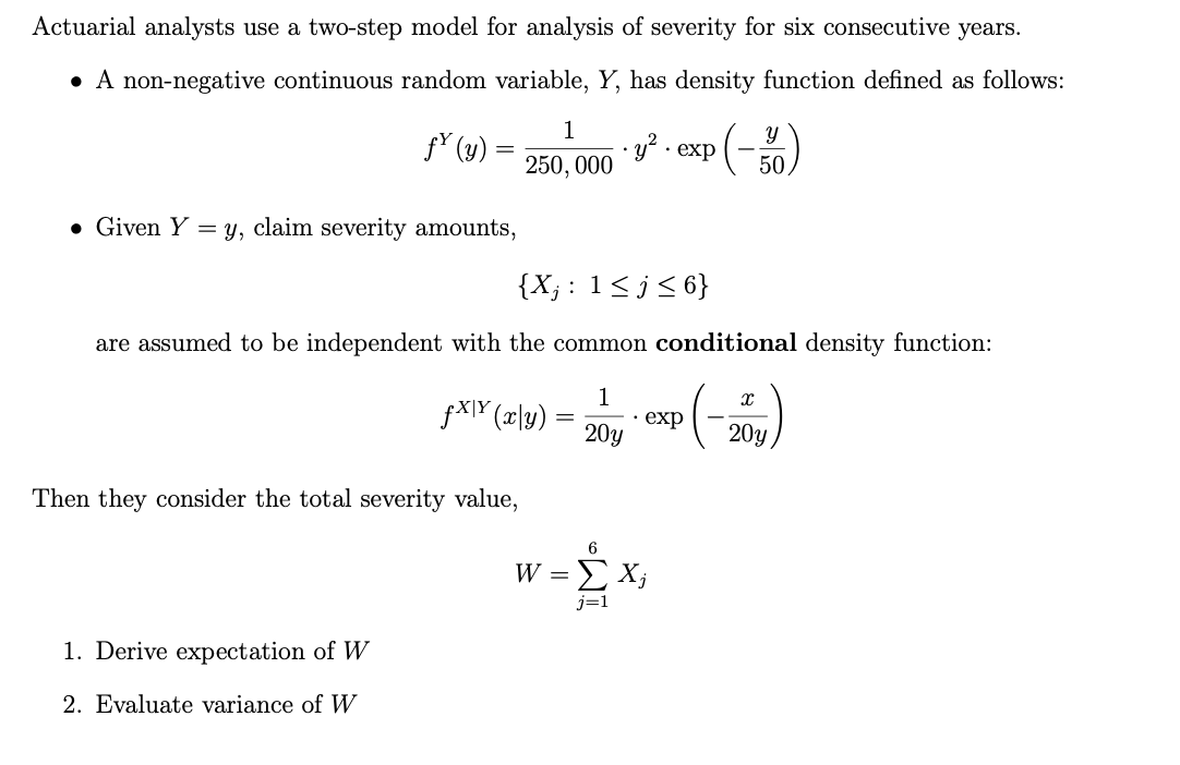Solved Actuarial analysts use a two-step model for analysis | Chegg.com