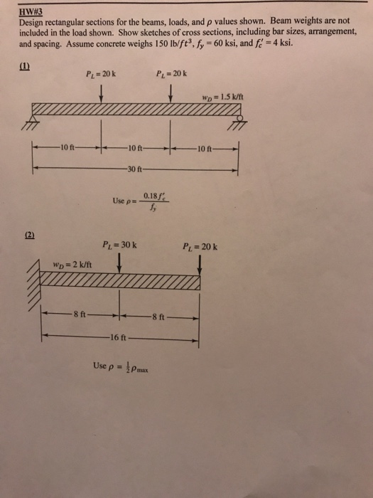 Solved Design rectangular sections for the beams, loads, and | Chegg.com