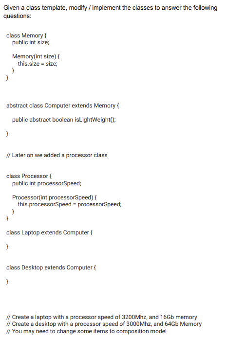 Solved Given a class template, modify / implement the | Chegg.com