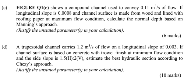 Solved (c) FIGURE Q1(c) shows a compound channel used to | Chegg.com