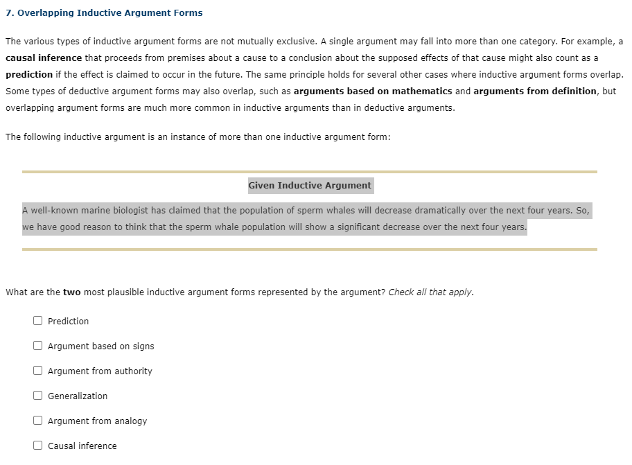 7. Overlapping Inductive Argument Forms The various | Chegg.com