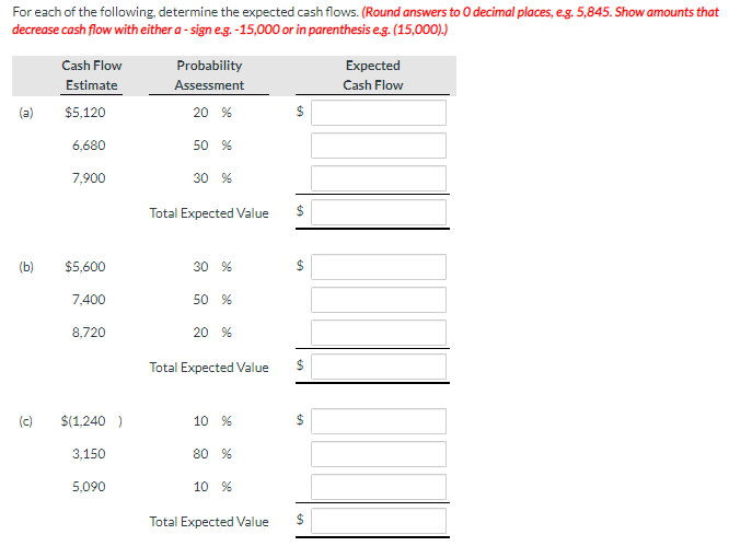 Solved For each of the following, determine the expected | Chegg.com