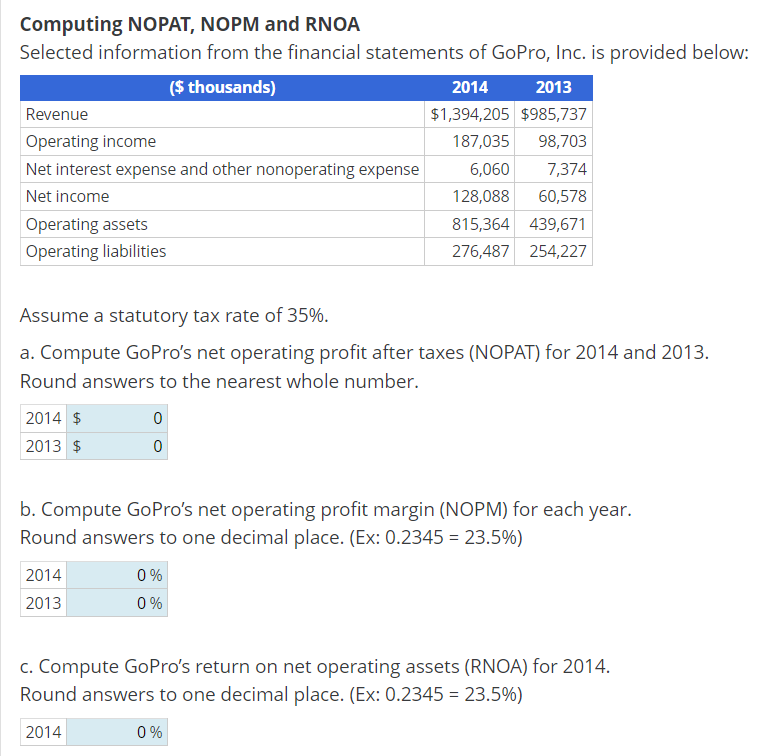 Solved Need help with this problem, especially the NOPAT | Chegg.com
