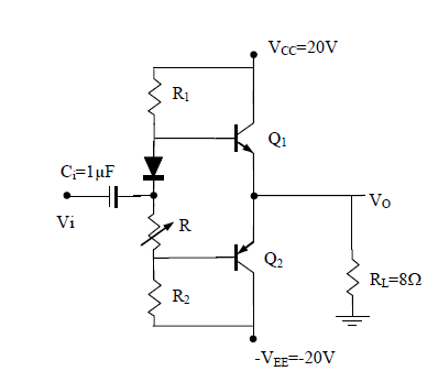 Solved For the large signal amplifiers given in the figure; | Chegg.com
