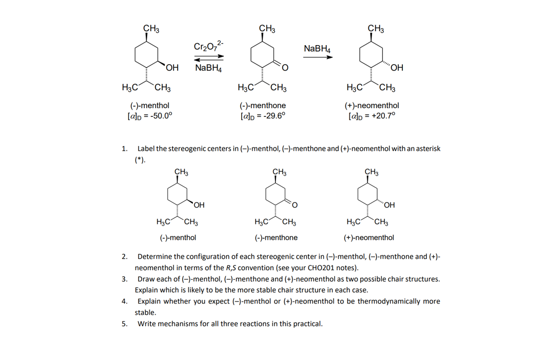 Solved CH3 CH3 H3C CH3 H3C CH3 (-)-menthone (+)-neomenthol | Chegg.com