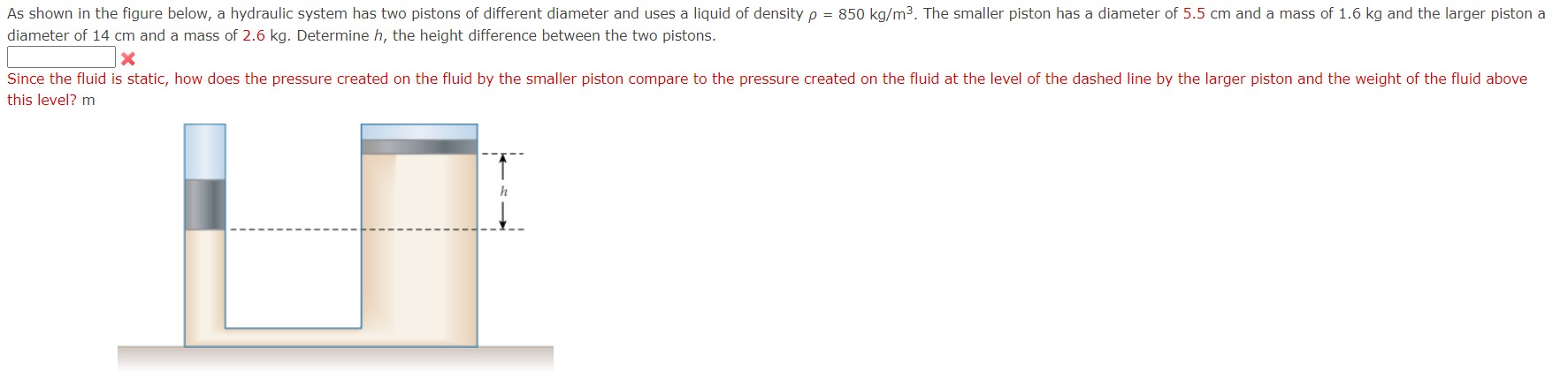 Solved diameter of 14cm ﻿and a mass of 2.6kg. ﻿Determine h, | Chegg.com