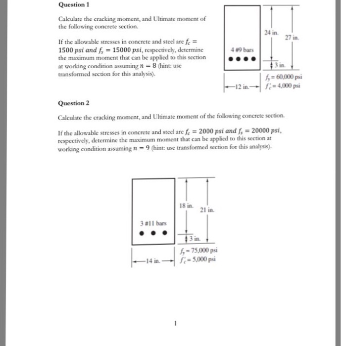 Solved Question 1 Calculate the cracking moment, and | Chegg.com