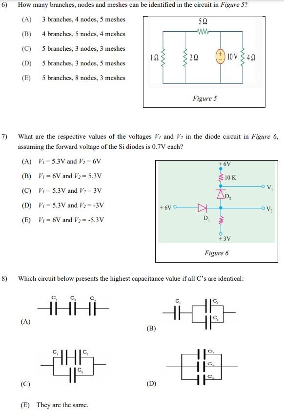 Solved 6) 52 How many branches, nodes and meshes can be | Chegg.com