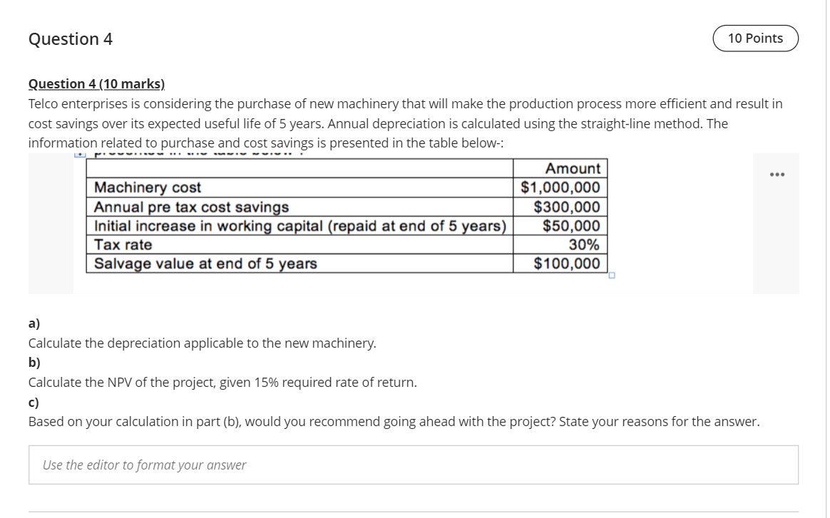 Solved Question 4 10 Points Question 4(10 marks) Telco | Chegg.com