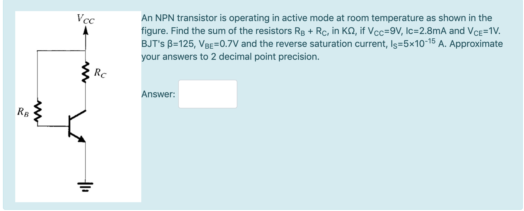 Solved An NPN transistor is operating in active mode at | Chegg.com
