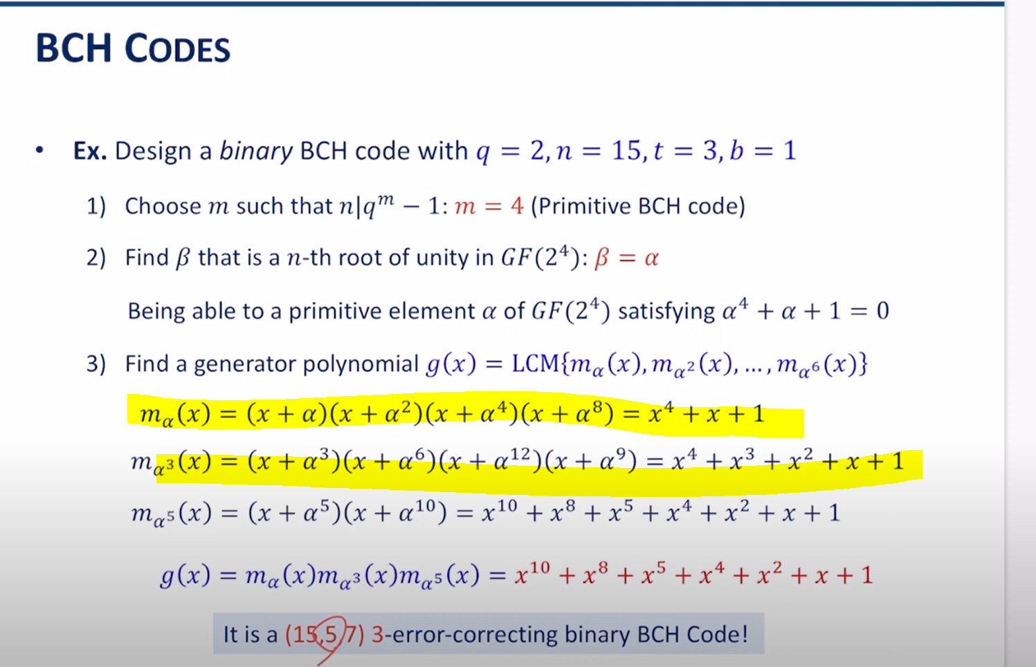 Solved Ex Design A Binary Bch Code With Q2n15t3b1 1 