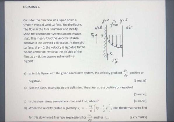 Solved QUESTION 1 film gas air wall Er Consider the film | Chegg.com