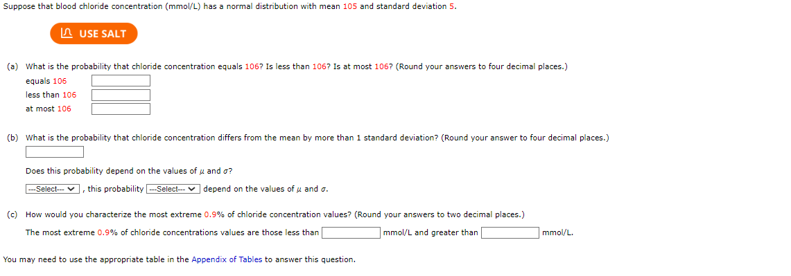 Solved Suppose that blood chloride concentration (mmol/L) | Chegg.com