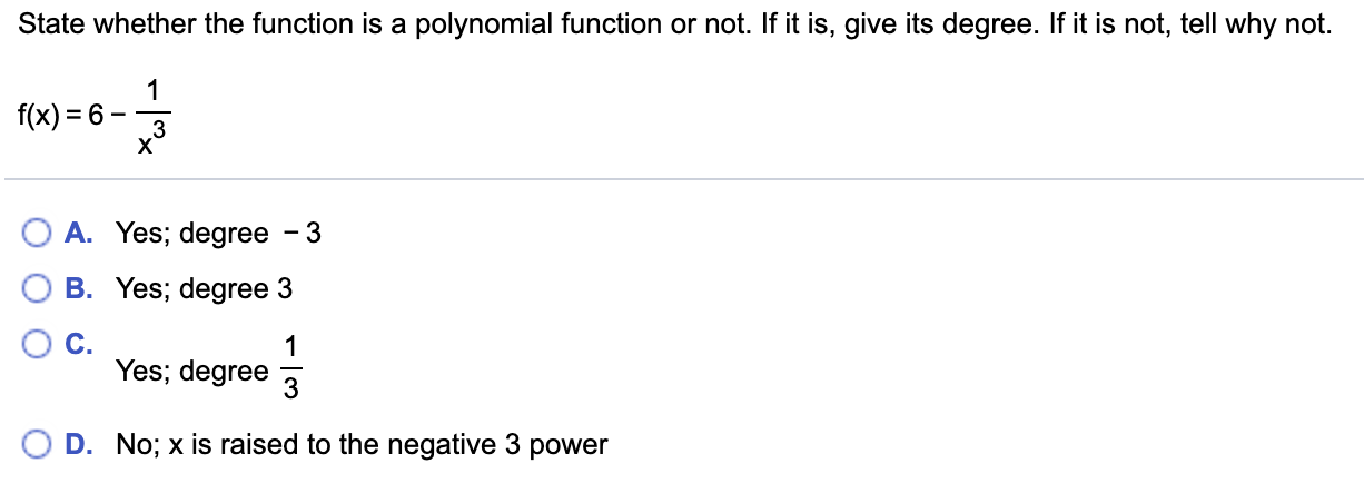 Solved State whether the function is a polynomial function | Chegg.com