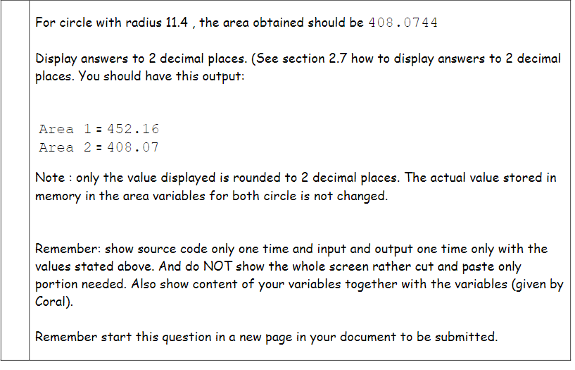 Solved 7 Write A Program In Coral That Will Read Values For