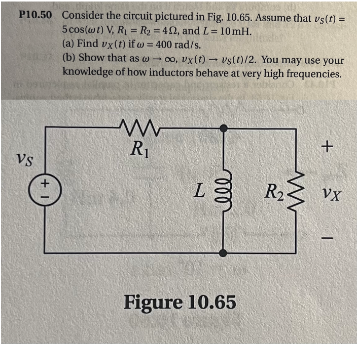 Solved P10.50 ﻿Consider the circuit pictured in Fig. 10.65. | Chegg.com