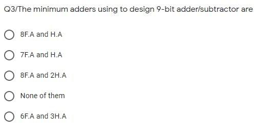 Solved Q3/The minimum adders using to design 9-bit | Chegg.com