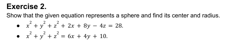 Solved Exercise 2. Show that the given equation represents a | Chegg.com