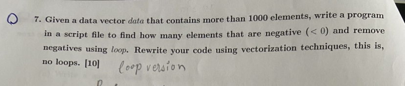 Solved 7. Given a data vector data that contains more than | Chegg.com
